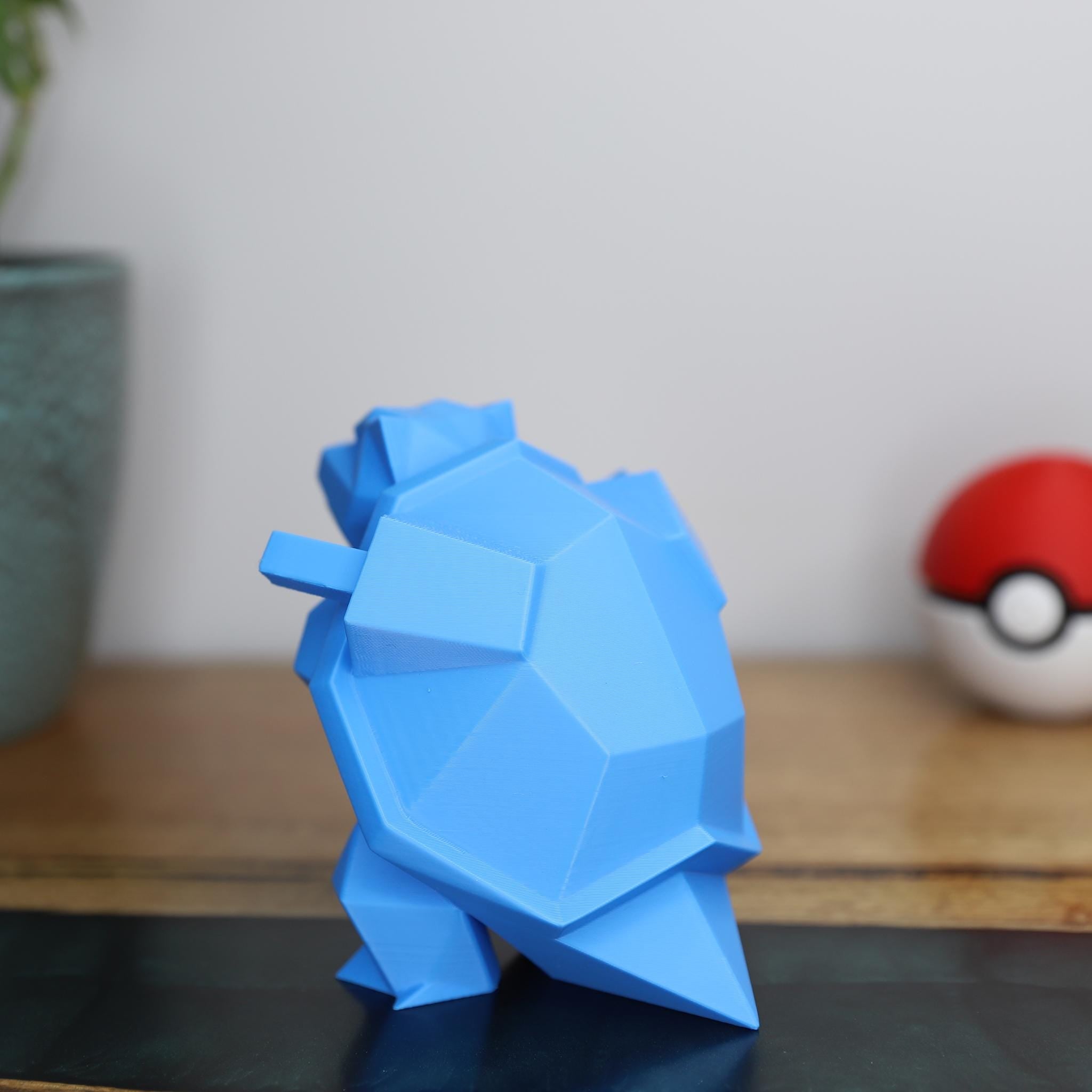 Low Poly 3D Printed Blastoise Figurine - Retro Model | 3D Print Smiths